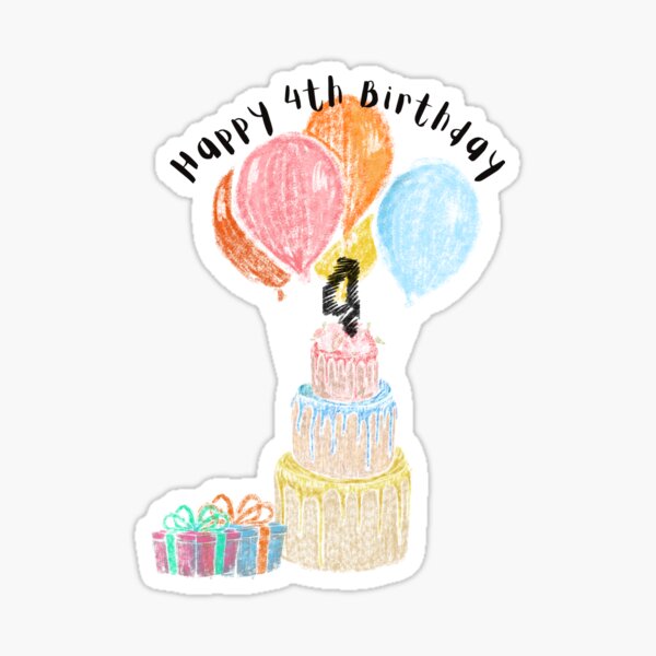 "Happy 4th Birthday " Sticker for Sale by MaxnGeorge | Redbubble