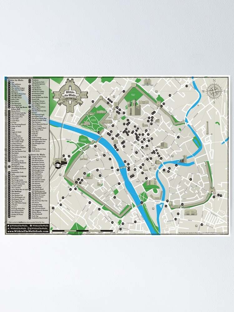 "York Pub Guide Map 2021" Poster for Sale by thebatteryhuman | Redbubble