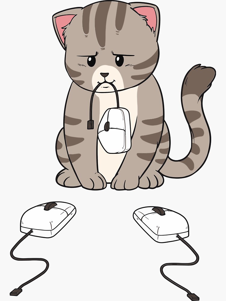 "Funny Computer PC Cat kitten Comic Manga Anime Kitty design" Sticker ...