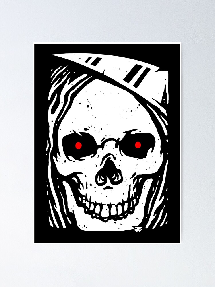 "Smiling Skull Grim Reaper with Red Glowing Eyes" Poster for Sale by ...
