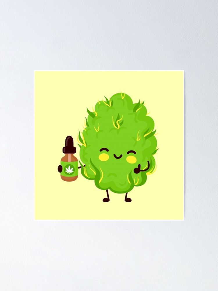 Póster «Cogollo de marihuana feliz sonriente lindo divertido con aceite ...