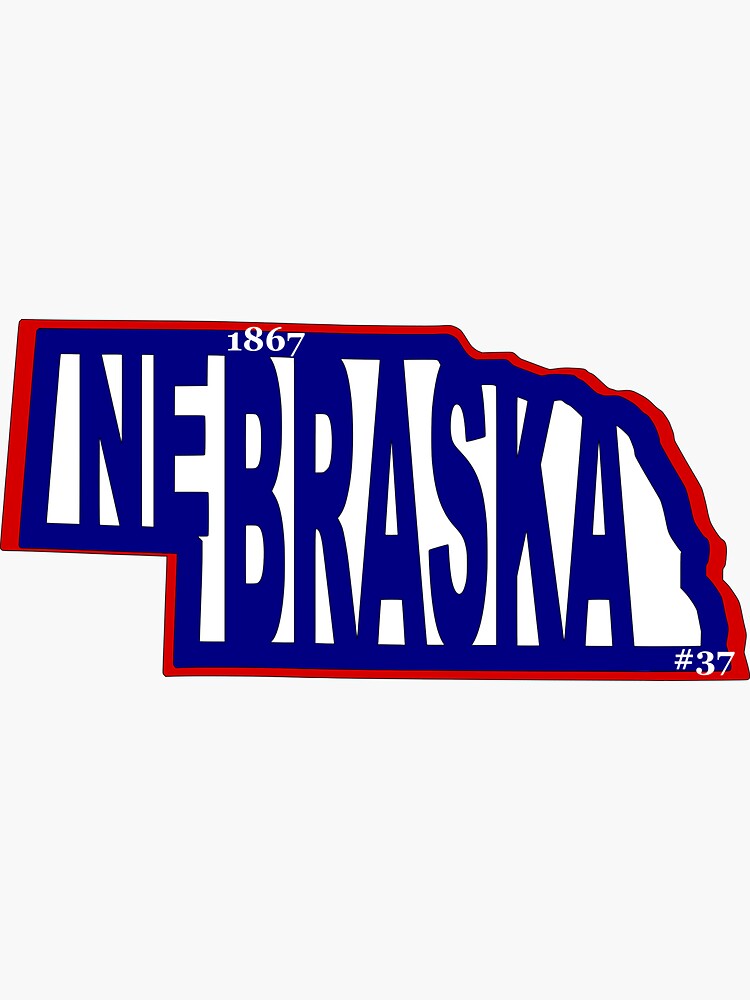 "Nebraska State Shape In Red and Blue White Background" Sticker for ...