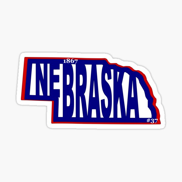 "Nebraska State Shape In Red and Blue White Background" Sticker for ...