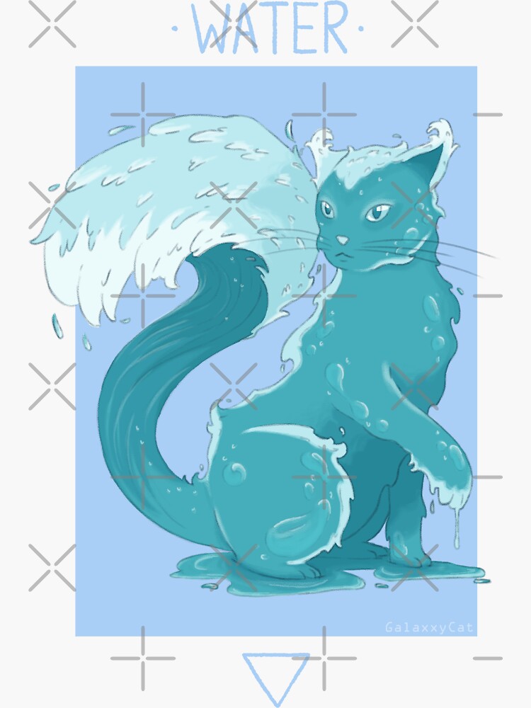 "Elemental Cats - Water Cat" Sticker for Sale by galaxxycat | Redbubble