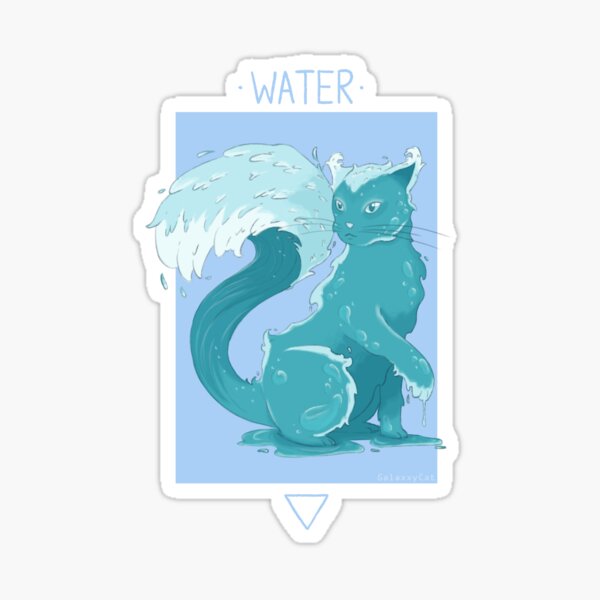 "Elemental Cats - Water Cat" Sticker for Sale by galaxxycat | Redbubble