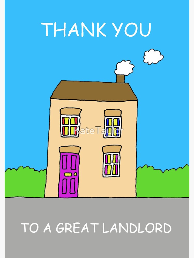"Thanks to a Great Landlord Cartoon House" Sticker for Sale by ...