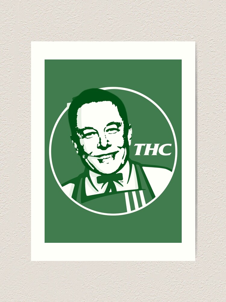 "Funny Elon Musk Weed THC KFC Logo" Art Print by Brookerino | Redbubble