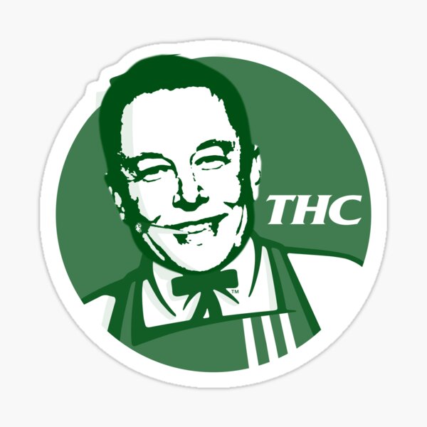 "Funny Elon Musk Weed THC KFC Logo" Sticker for Sale by Brookerino ...