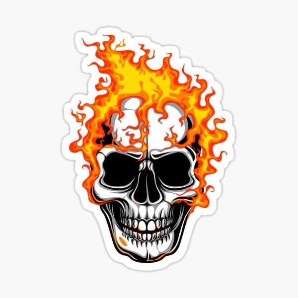 Flaming Skull Stickers | Redbubble