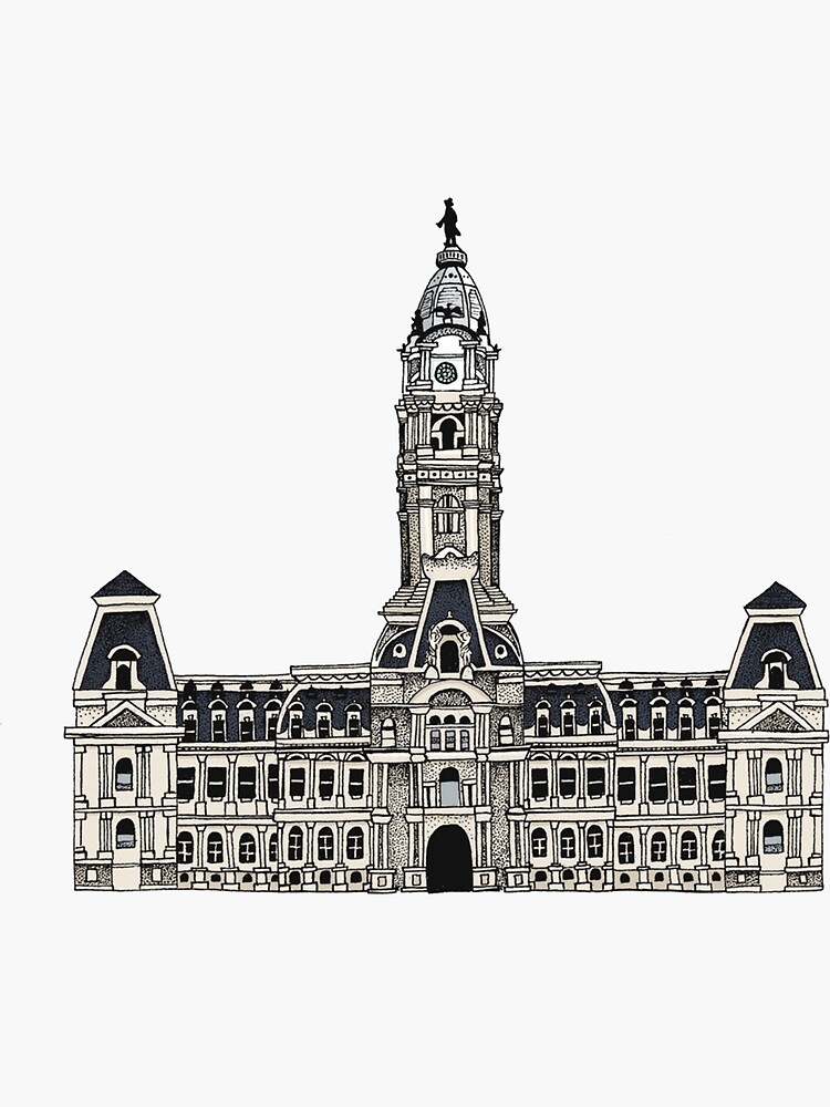"Philadelphia City Hall" Sticker for Sale by Elizabeth Weglein | Redbubble