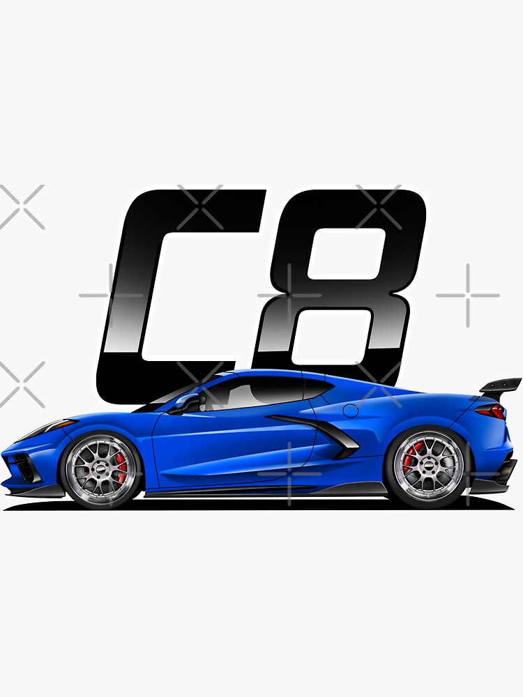 "Corvette C8 Blue" Sticker for Sale by Jalcalart | Redbubble