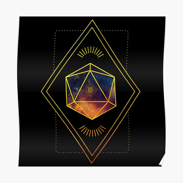 "Gold Celestial D20" Poster for Sale by RachelMcEwanArt | Redbubble