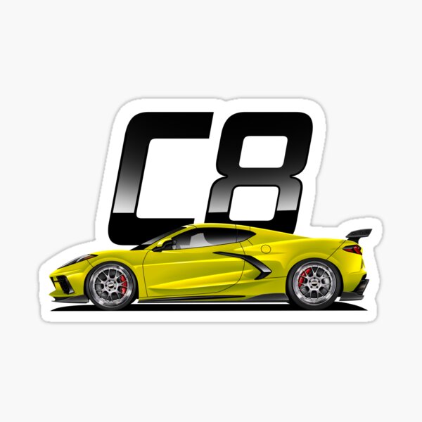 "Corvette C8 Yellow " Sticker for Sale by Jalcalart | Redbubble