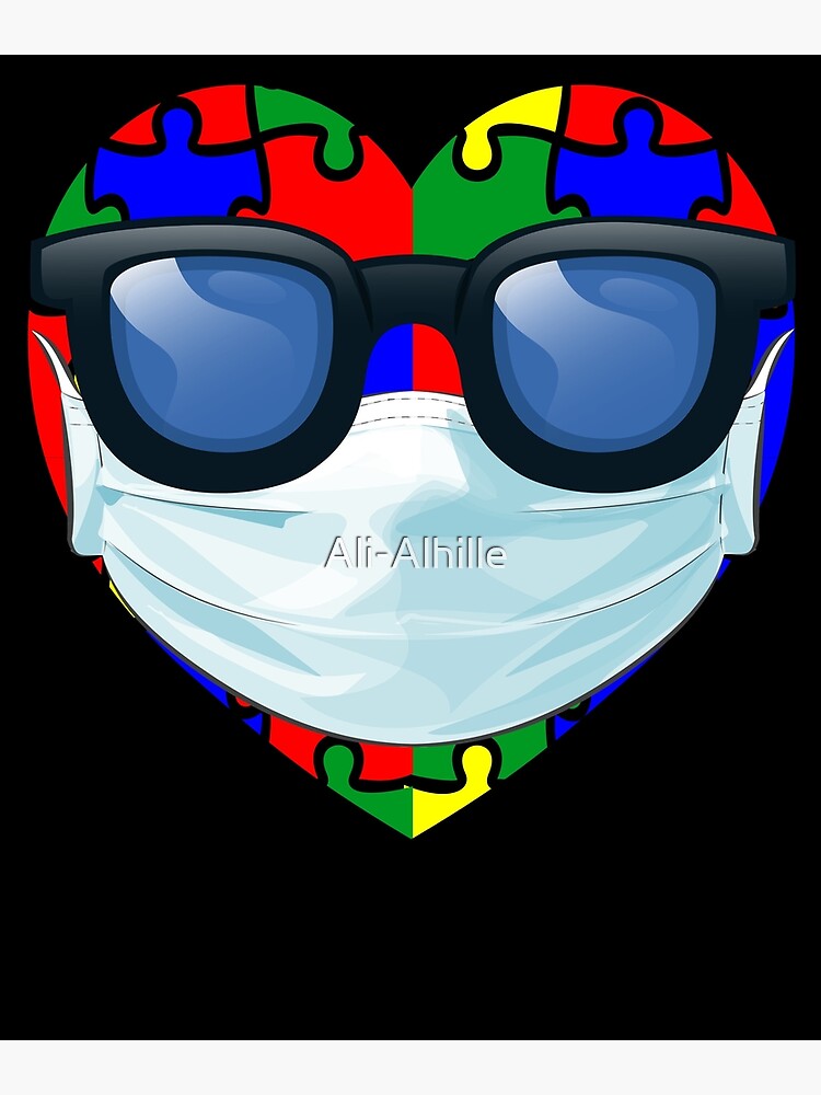"Heart In A Mask Puzzle Autism Awareness Plaid Puzzle Piece Funny Ideas ...