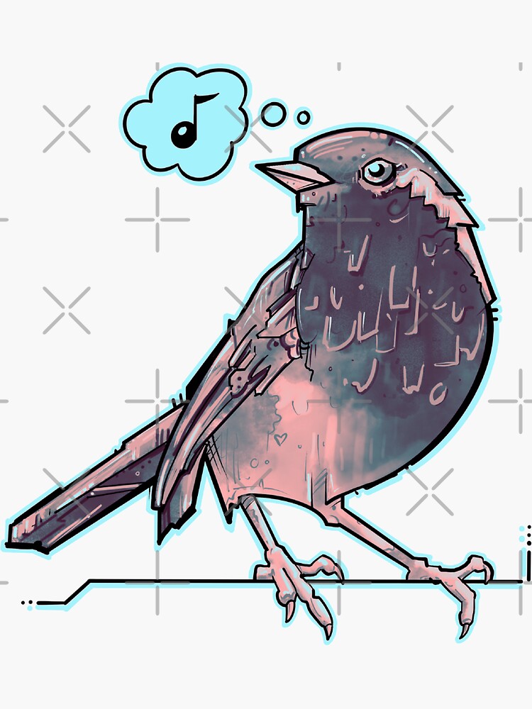 "dark night songbird and music sign" Sticker for Sale by weilertsen ...