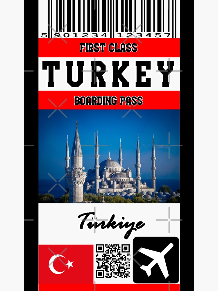 "Turkey first class boarding pass" Sticker for Sale by HAKVS | Redbubble
