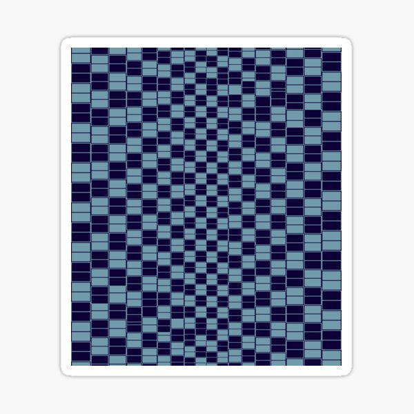 "Checkered pattern and optical lines in shades of blue" Sticker for ...