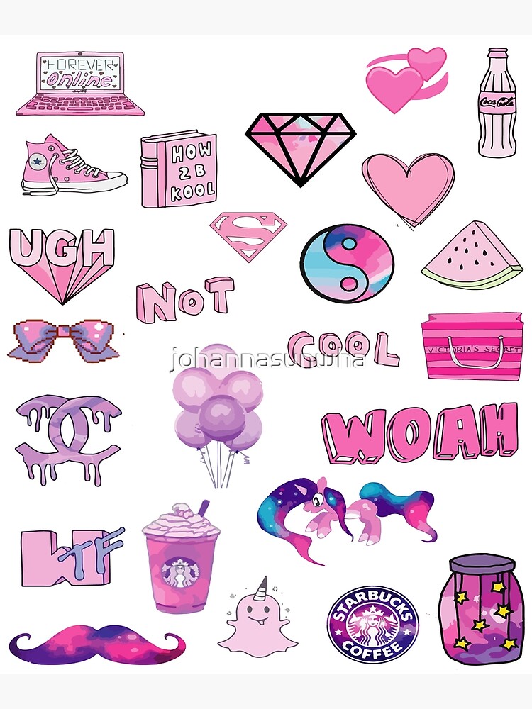 "Cute Aesthetic Vsco Girls Pink and Purple Pack " Art Print for Sale by ...