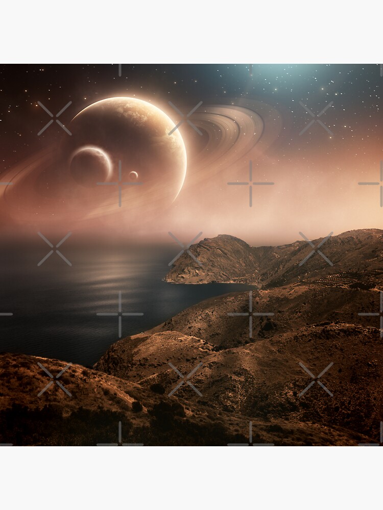 "Planets Rising Over Ocean" Sticker by NoSpecialShop | Redbubble