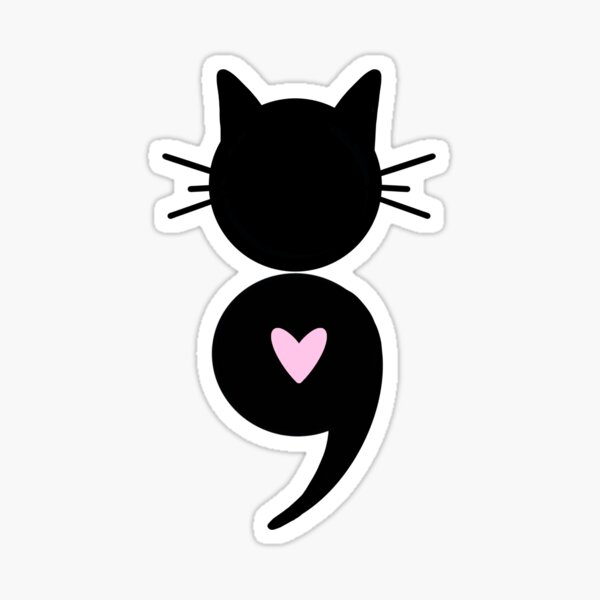 "Cat Semicolon " Sticker by bloomingviolets | Redbubble