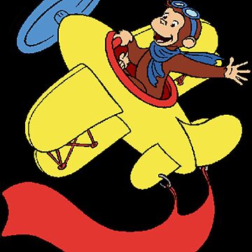 "Curious george in an airplane" Sticker for Sale by GeorgeFan | Redbubble