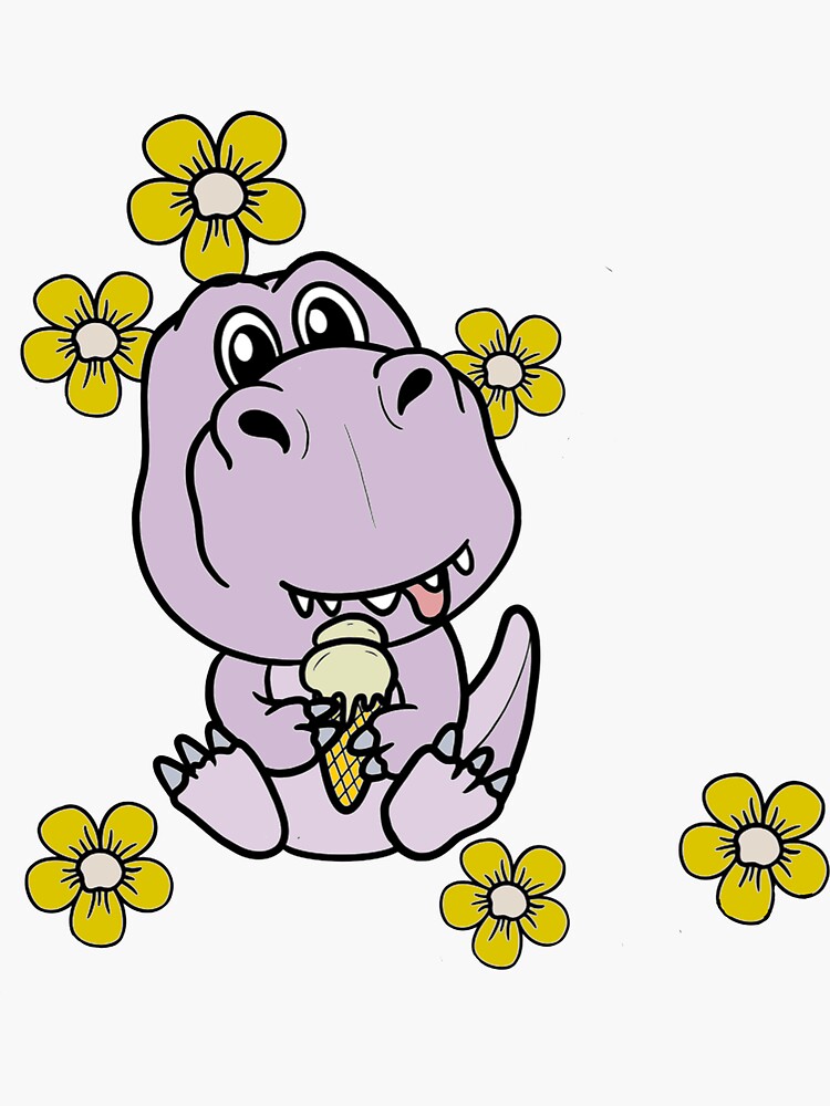 "Tyrannosaurus Rex Baby Eating Ice Cream" Sticker by iHeartDinosaurs ...