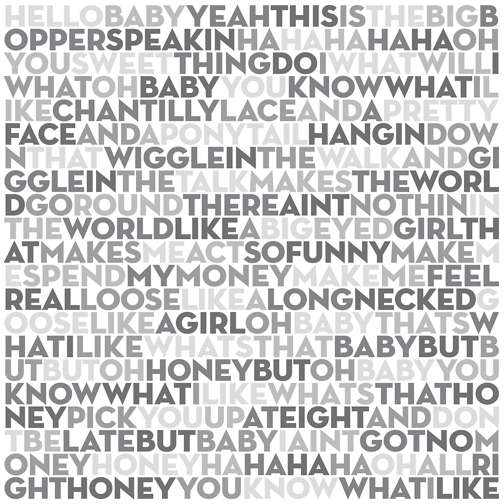 "Chantilly Lace - The Big Bopper (lyrics) v.2" by Brett Jordan | Redbubble