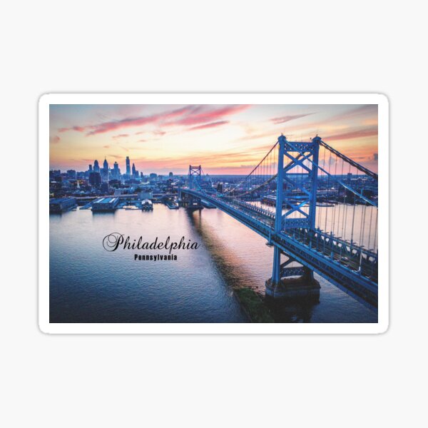 "Philadelphia, Pennsylvania - Iconic Bridge & Philly Skyline" Sticker ...