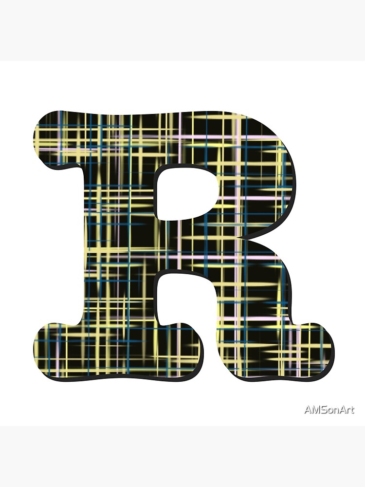 Póster «R Alfabeto Letra Líneas Amarillas Rejilla Negra Monograma» de ...