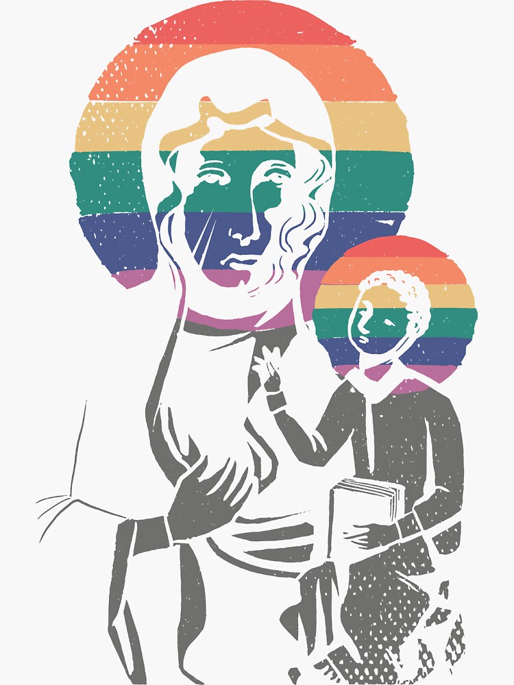"Virgin Mary with rainbow - LGBTQ Style" Sticker for Sale by sweetczak ...