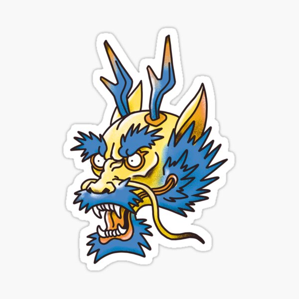"Japanese Yellow Dragon" Sticker by crystaltotem | Redbubble