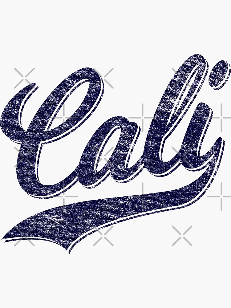 "CALI CALIFORNIA BASEBALL SPORT SCRIPT CURSIVE (DISTRESSED BLUE ...