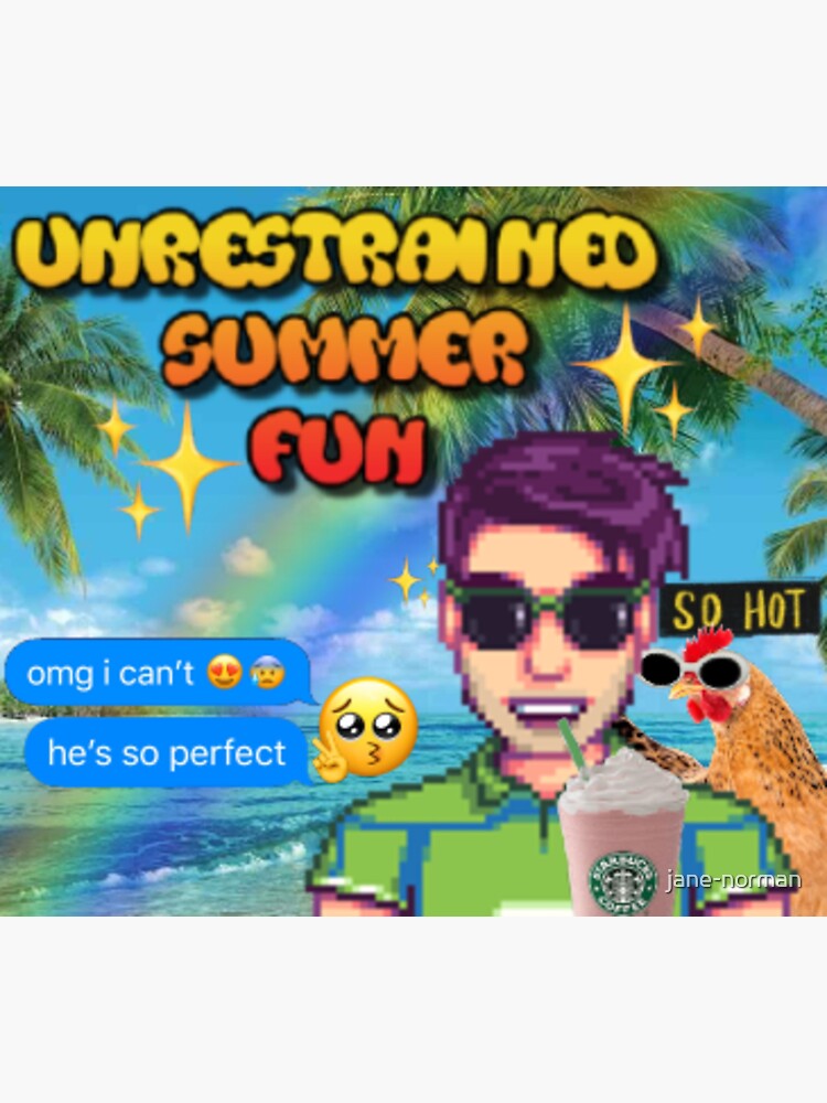 "Unrestrained Summer Fun Shane" Sticker for Sale by jane-norman | Redbubble