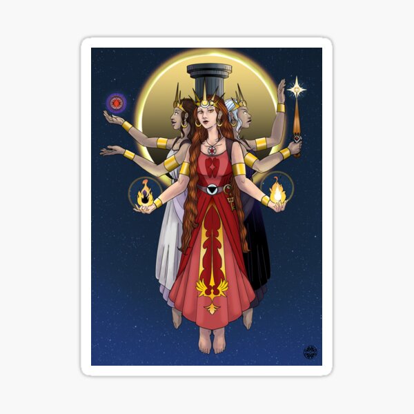 "Hekate - Goddess of the Golden Flame (Full Illustration)" Sticker for ...