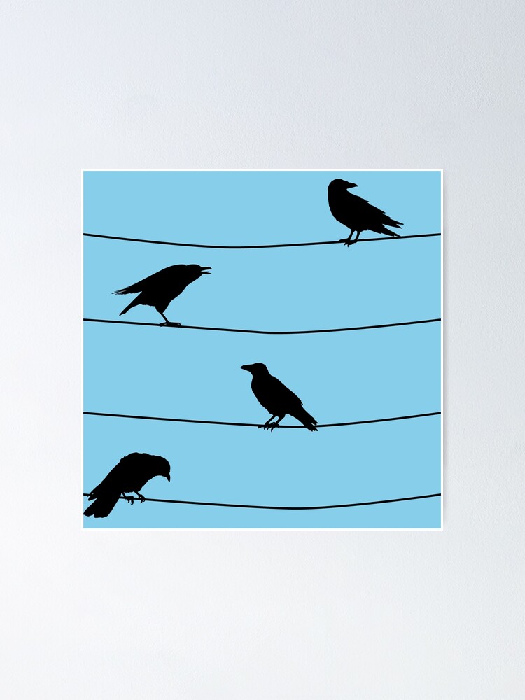 "Crows on a wire." Poster by PeachPaisleyPro | Redbubble