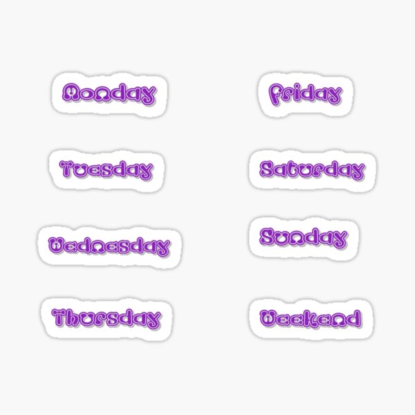 "Days Of The Week - Purple" Sticker by ylavine-rb | Redbubble