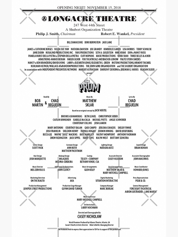 "The Prom Opening Night Program" Sticker for Sale by broadwayraccoon ...