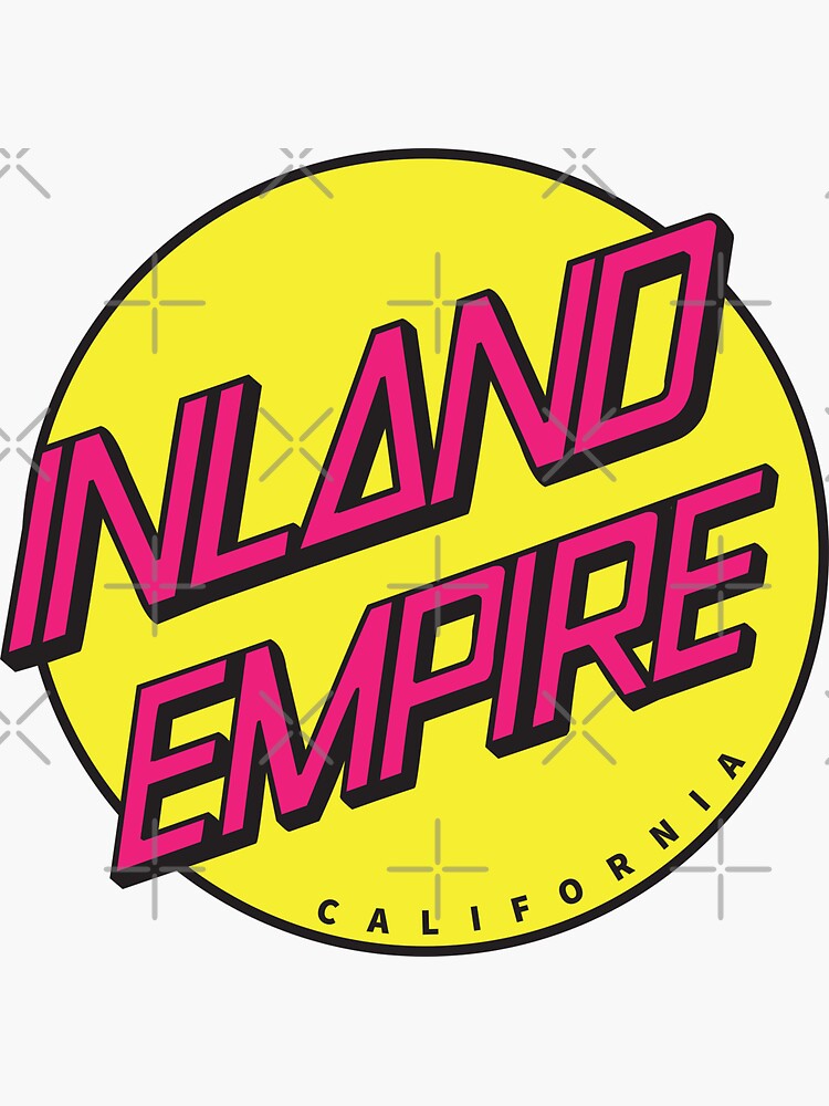 "Inland Empire California "SKATE" pink text and yellow circle logo ...