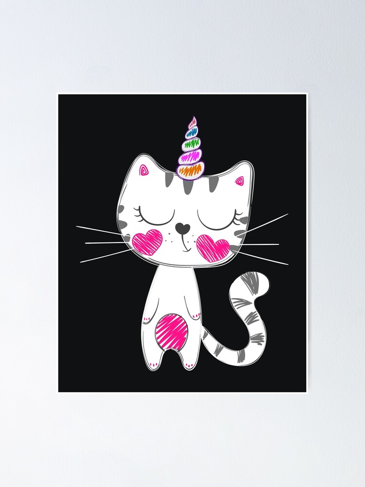 "Cute Caticorn Unicorn Cat Kittycorn For Girls Kids Women" Poster by ...