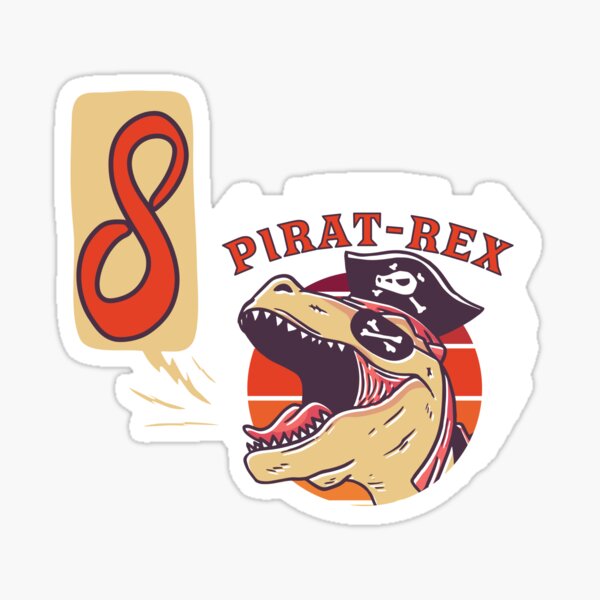"Roaring Pirate Rex 8th birthday cool fun Dinosaur " Sticker for Sale ...