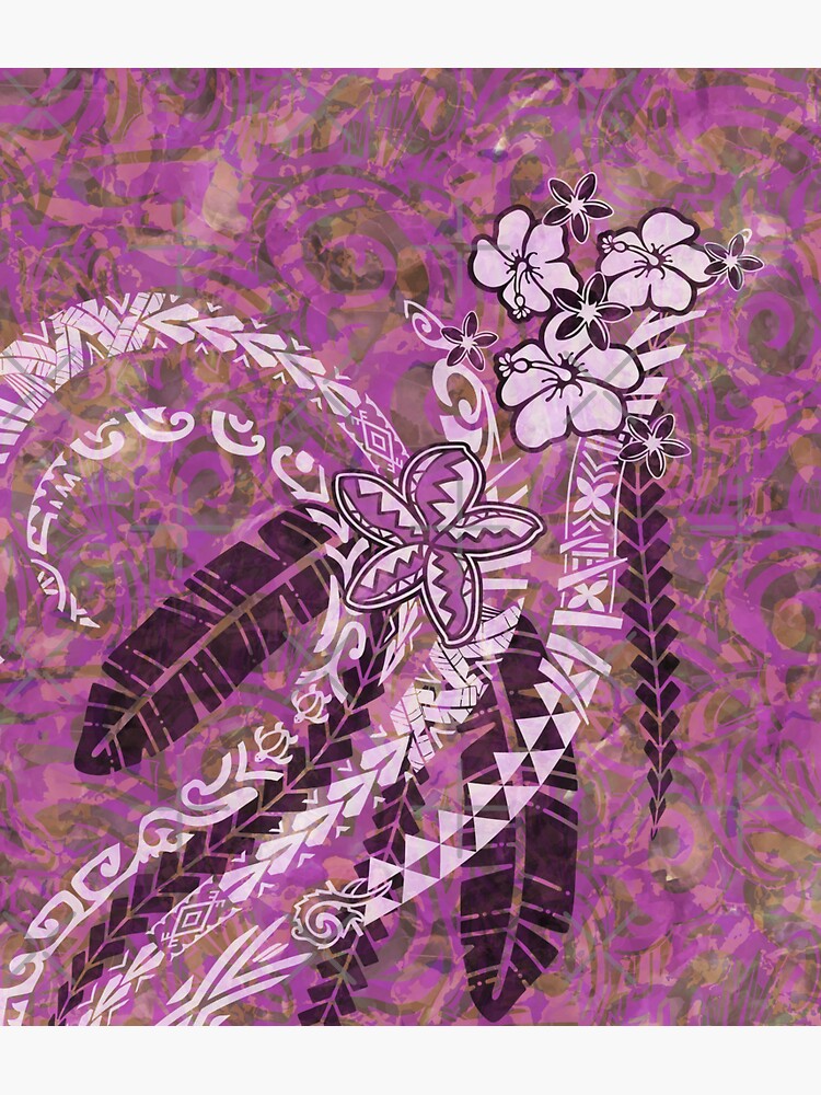 "Hawaiian - Samoan - Polynesian Pink And Gold Watercolor Tapa Art Board ...