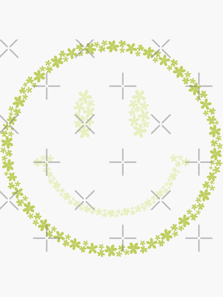 "Floral Smiley Face - lime green and pistachio" Sticker for Sale by ...