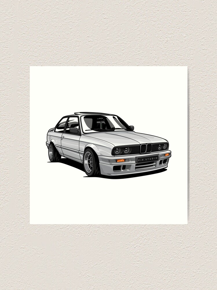 "E30 Stance (White)" Art Print for Sale by pjrstudio | Redbubble