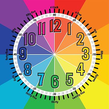 "Learn to Tell Time Color Wheel Clock" Clock for Sale by bethmcmillian ...