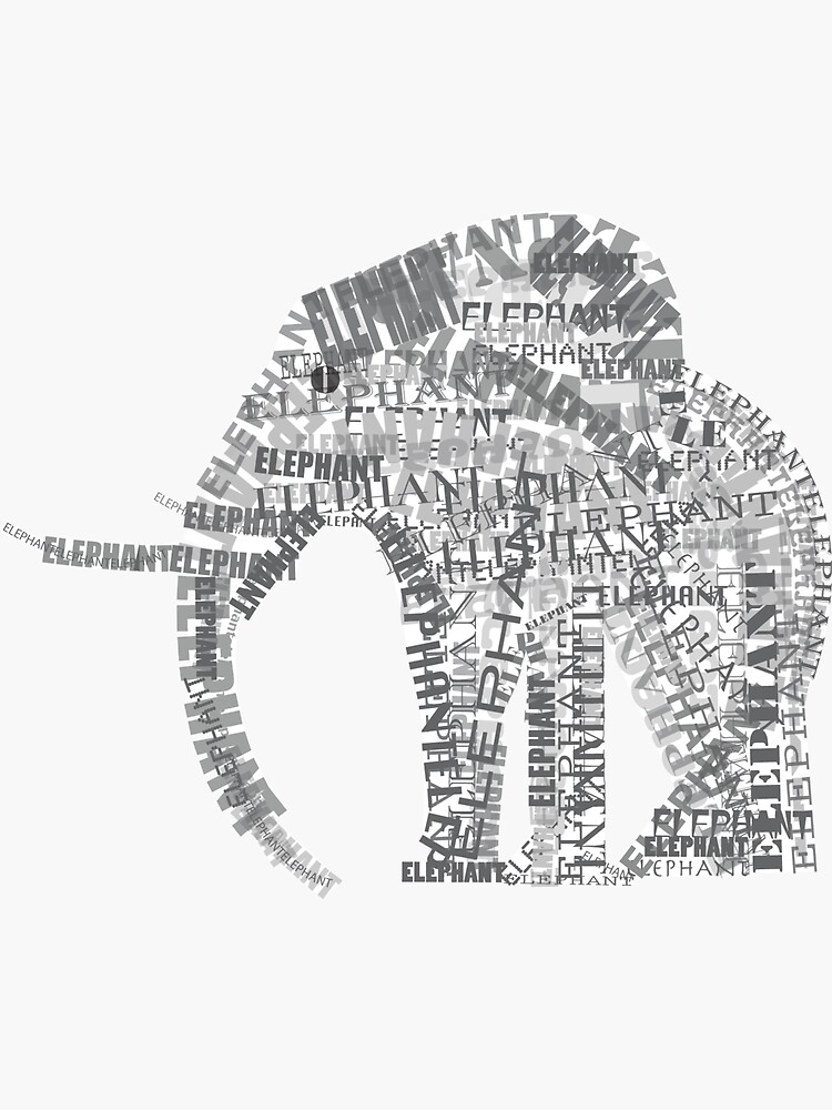"Elephant Typography" Sticker by lberlinghof | Redbubble