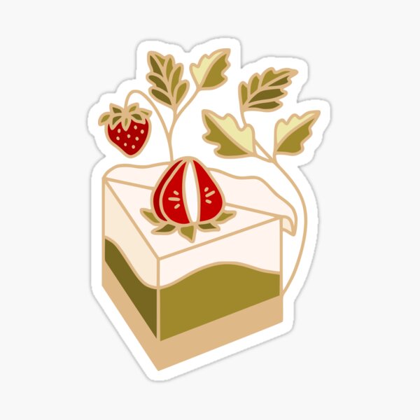 "Strawberry & Matcha Cake" Sticker for Sale by artflorara | Redbubble