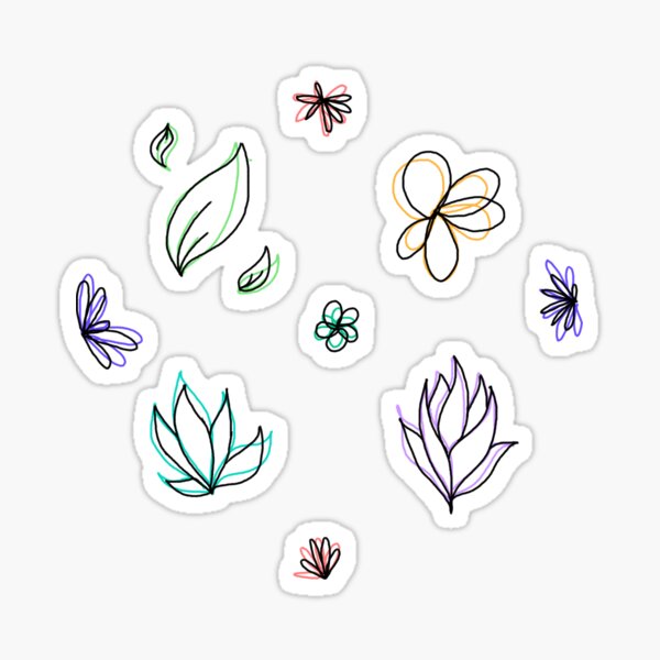 "Line Art Flowers Sticker Pack" Sticker for Sale by TheBattenworld ...