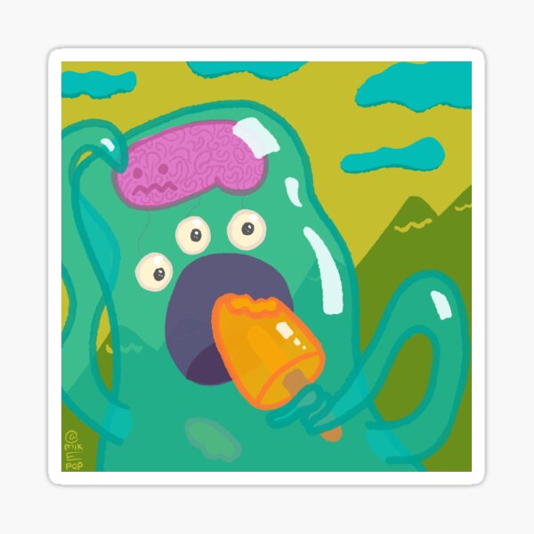 "Alien Brain Freeze" Sticker for Sale by mikepop | Redbubble