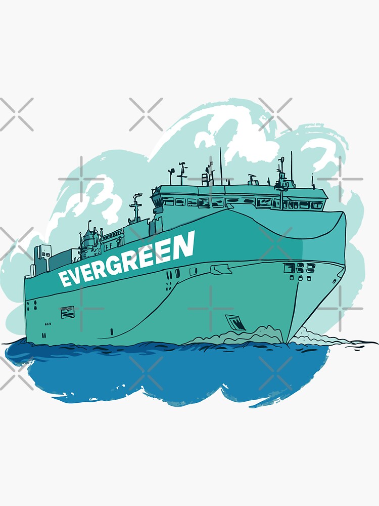 "Suez Canal Ever Given Ship Watercolor Art" Sticker for Sale by ...