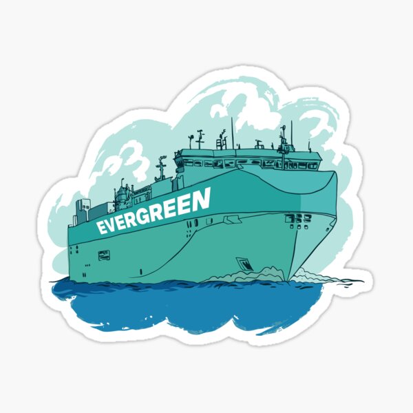 "Suez Canal Ever Given Ship Watercolor Art" Sticker for Sale by ...